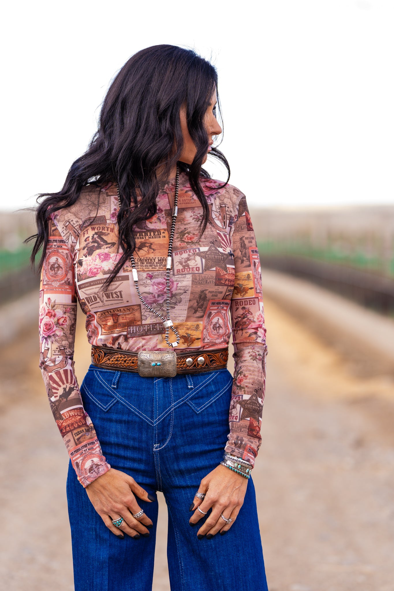 Rodeo Rose Mesh Top – Triangle T Boutique