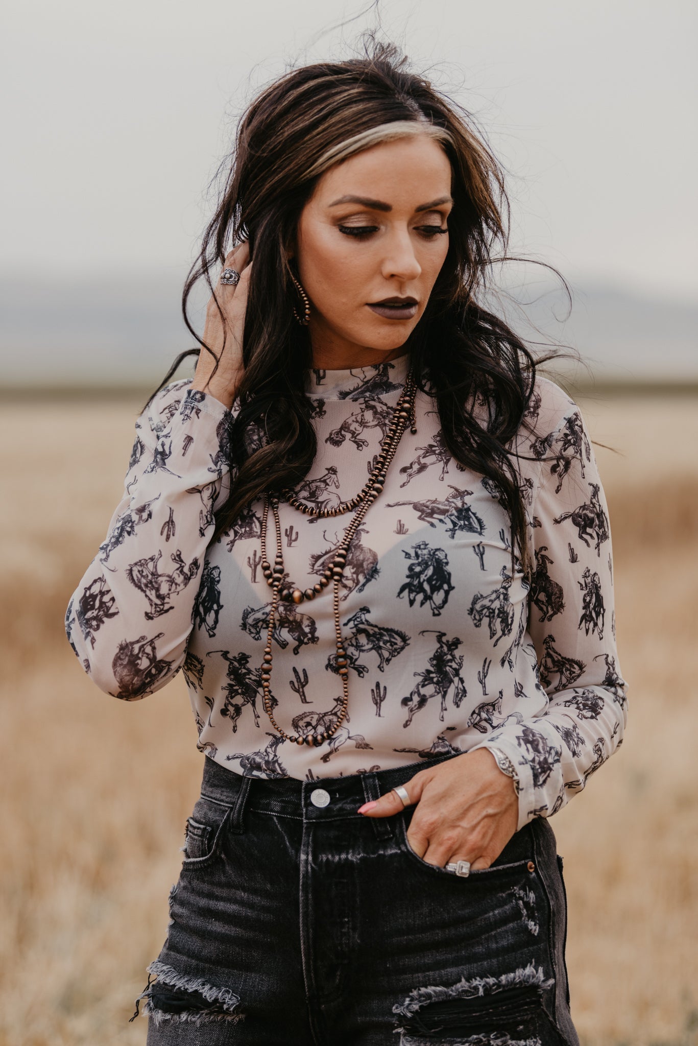 Cheyenne Cowboy Mesh Top – Triangle T Boutique