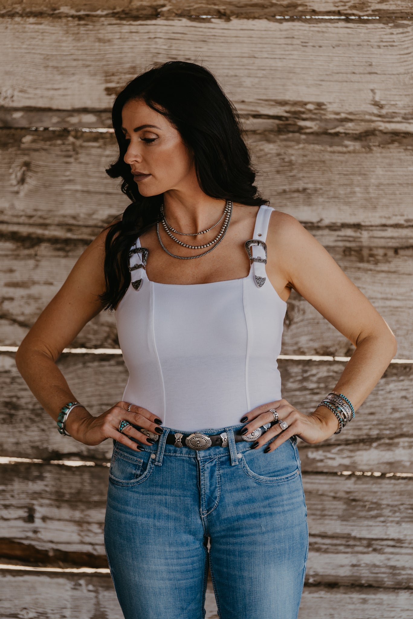 Salinas Buckle Tank Top - White – Triangle T Boutique