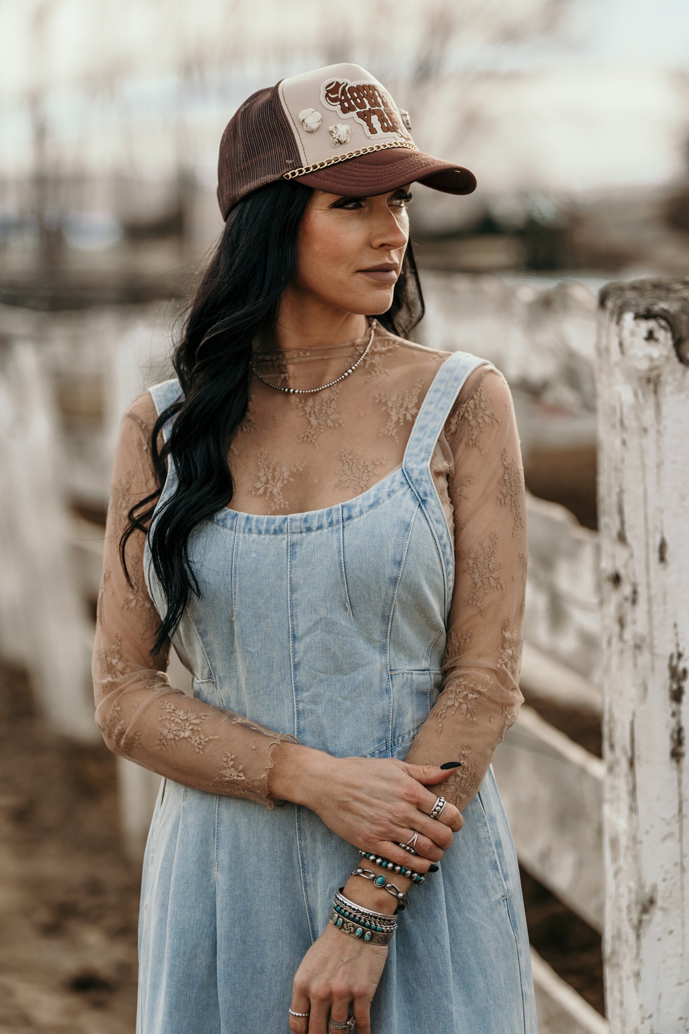 Cimarron Sheer Lace Top - Coffee – Triangle T Boutique