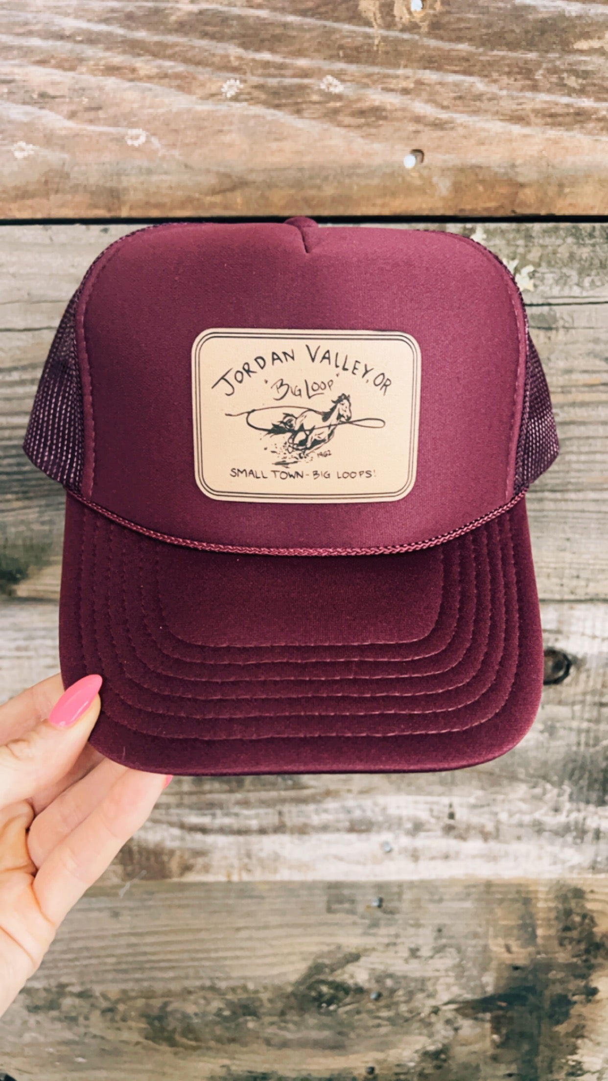 Big Loop Rodeo Leather Patch Hat -Burgundy – Triangle T Boutique