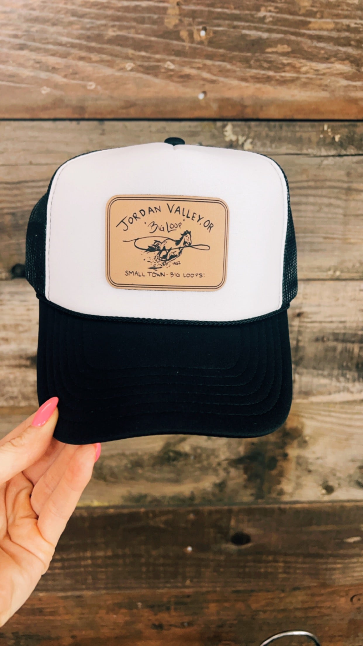 Big Loop Rodeo Leather Patch Hat - Black & White – Triangle T Boutique